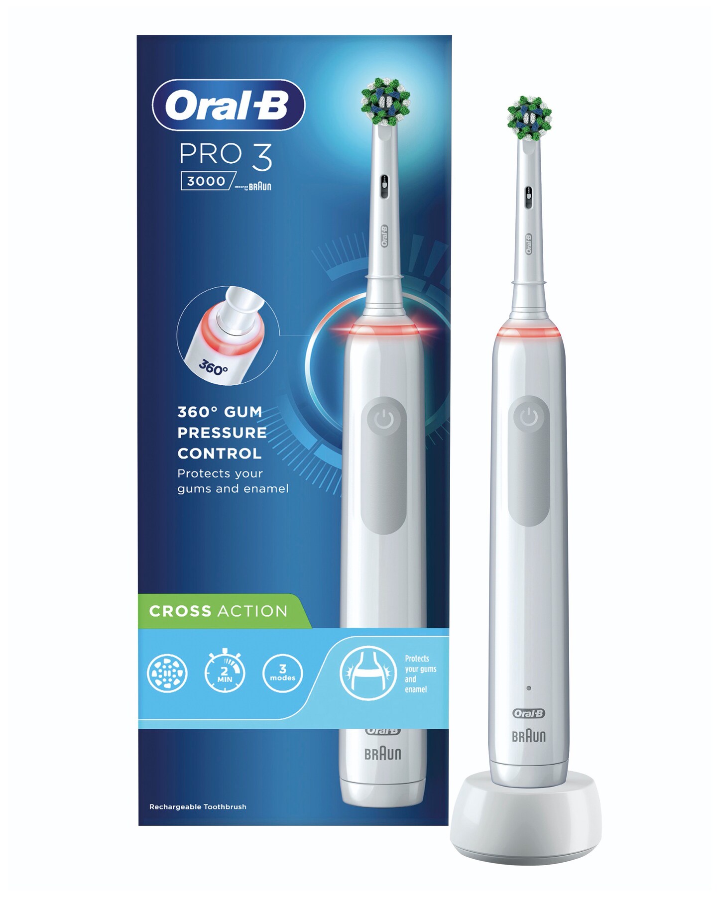 Cross action toothbrush store